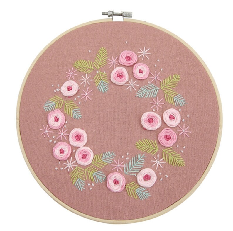 3D Pink Rose Simple Embroidery Kit Beginner-embroidery - Etsy