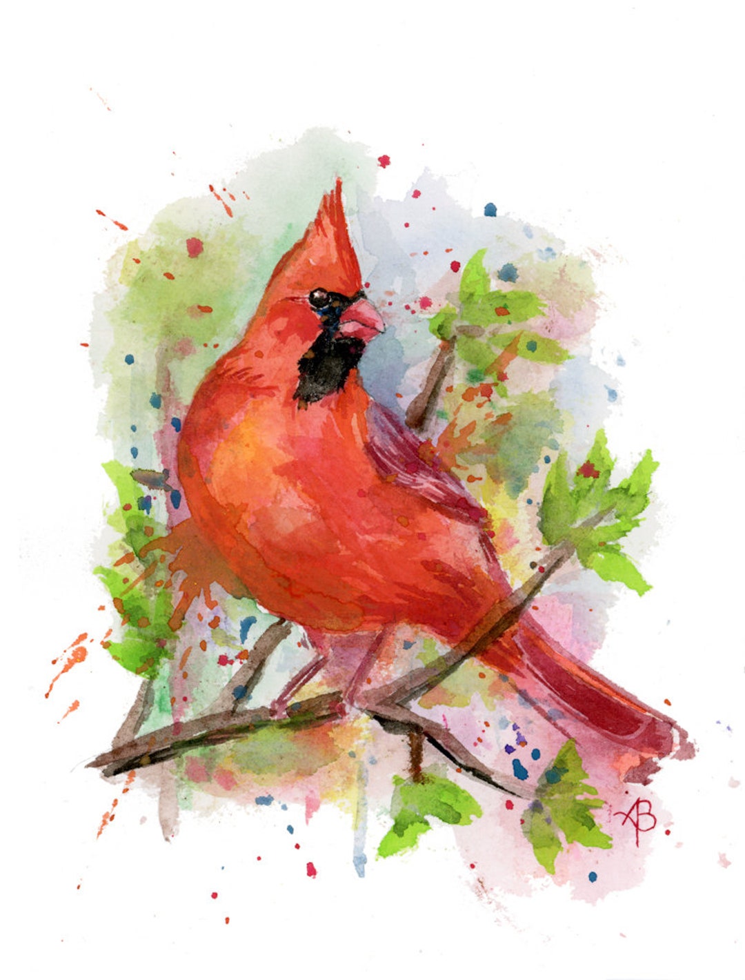 Cardinal Watercolor Painting, Northern Cardinal Art Print - Etsy