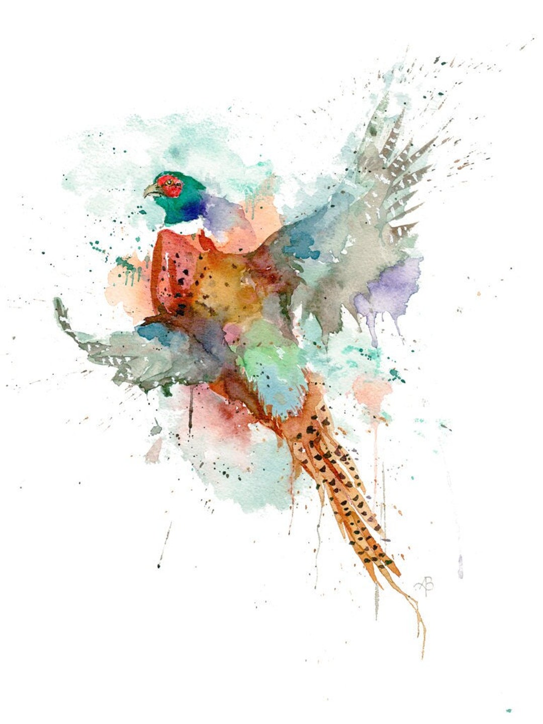Flying Pheasant Painting, Pheasant Art Print - Etsy
