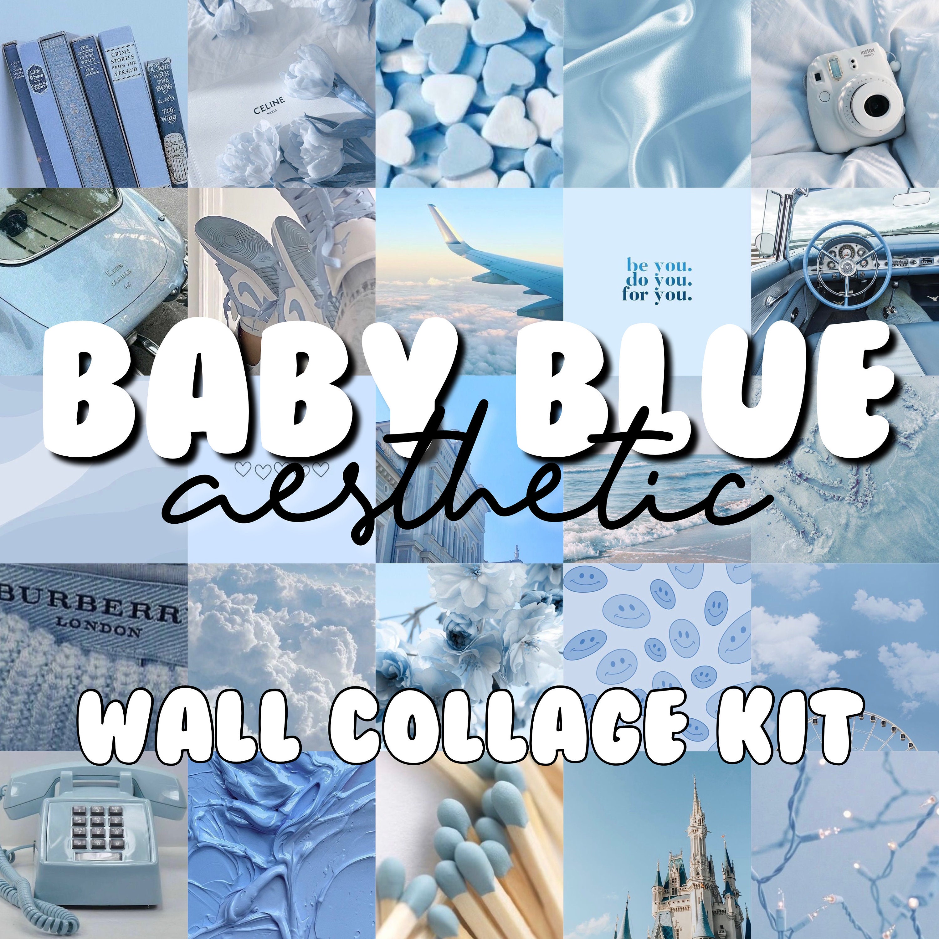 Baby Blue 55 Pcs Wall Collage Kit - Etsy