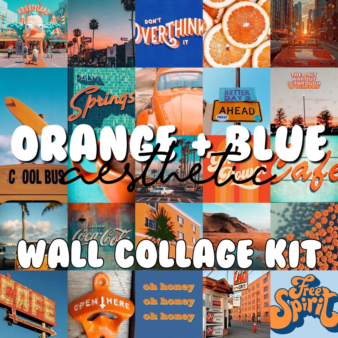 Orange & Blue 55 Pcs Wall Collage Kit - Etsy
