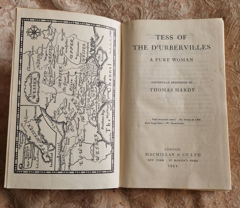 Tess of the D'urbervilles by Thomas Hardy 1954 Edition Rare Vintage ...