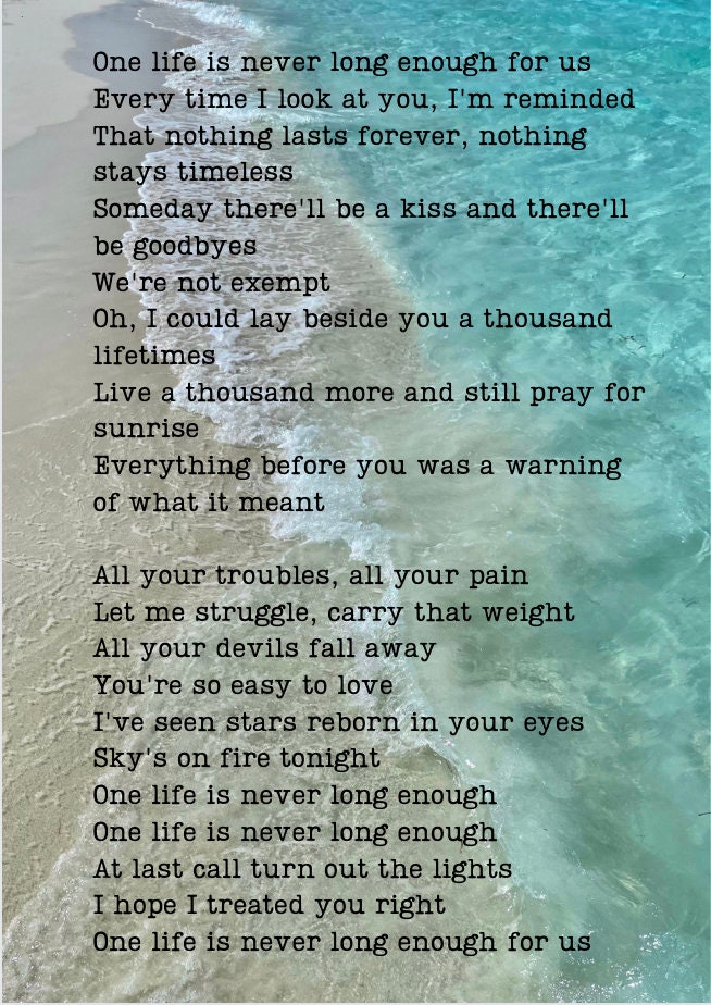 Dermot Kennedy - One Life Lyrics Poster / Print / Song Lyrics Poster ...