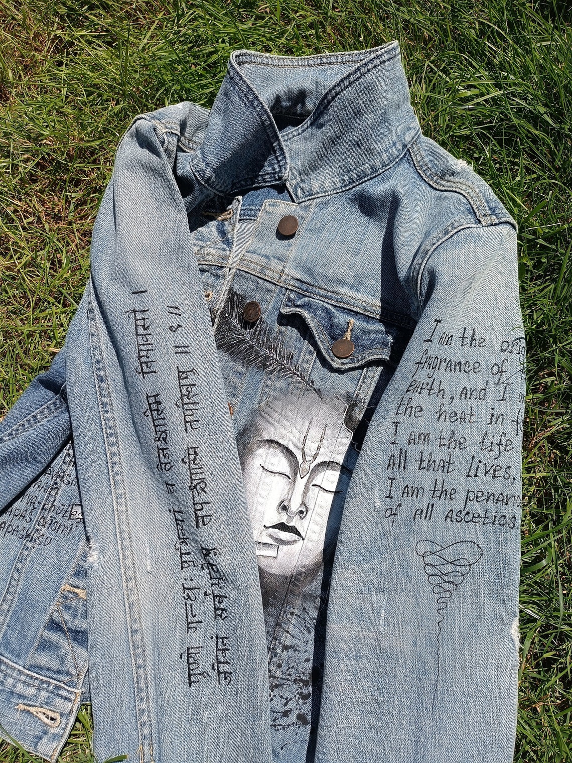 Painted Denim Jacket Hand Painted Best Gift Customized Jacket Art on ...