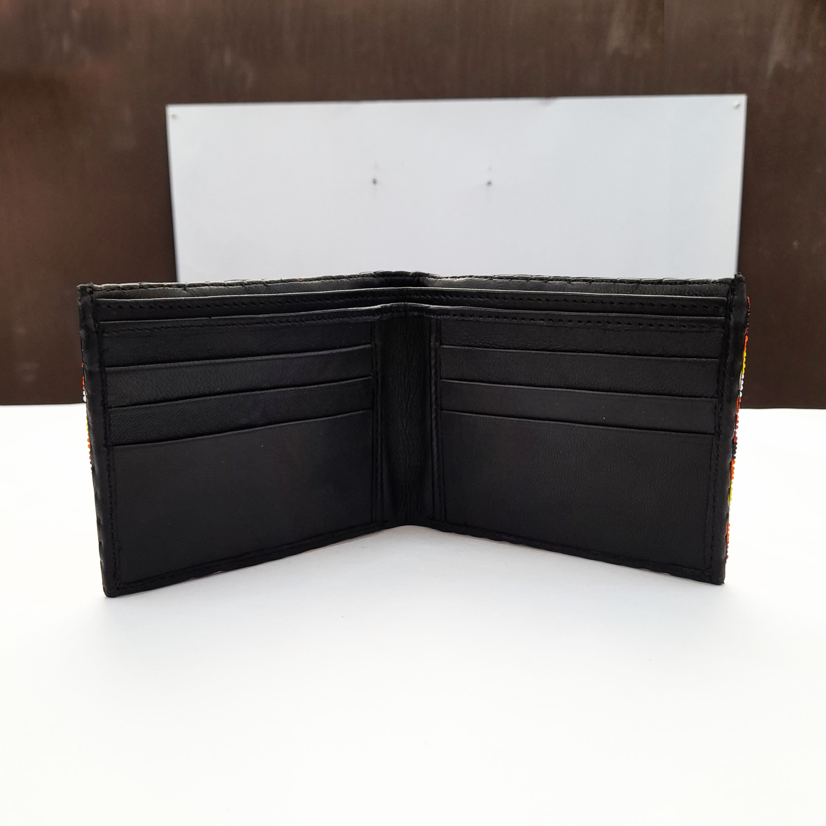 Handmade Native American Style Beaded Genuine Leather Wallet, Bifold ...