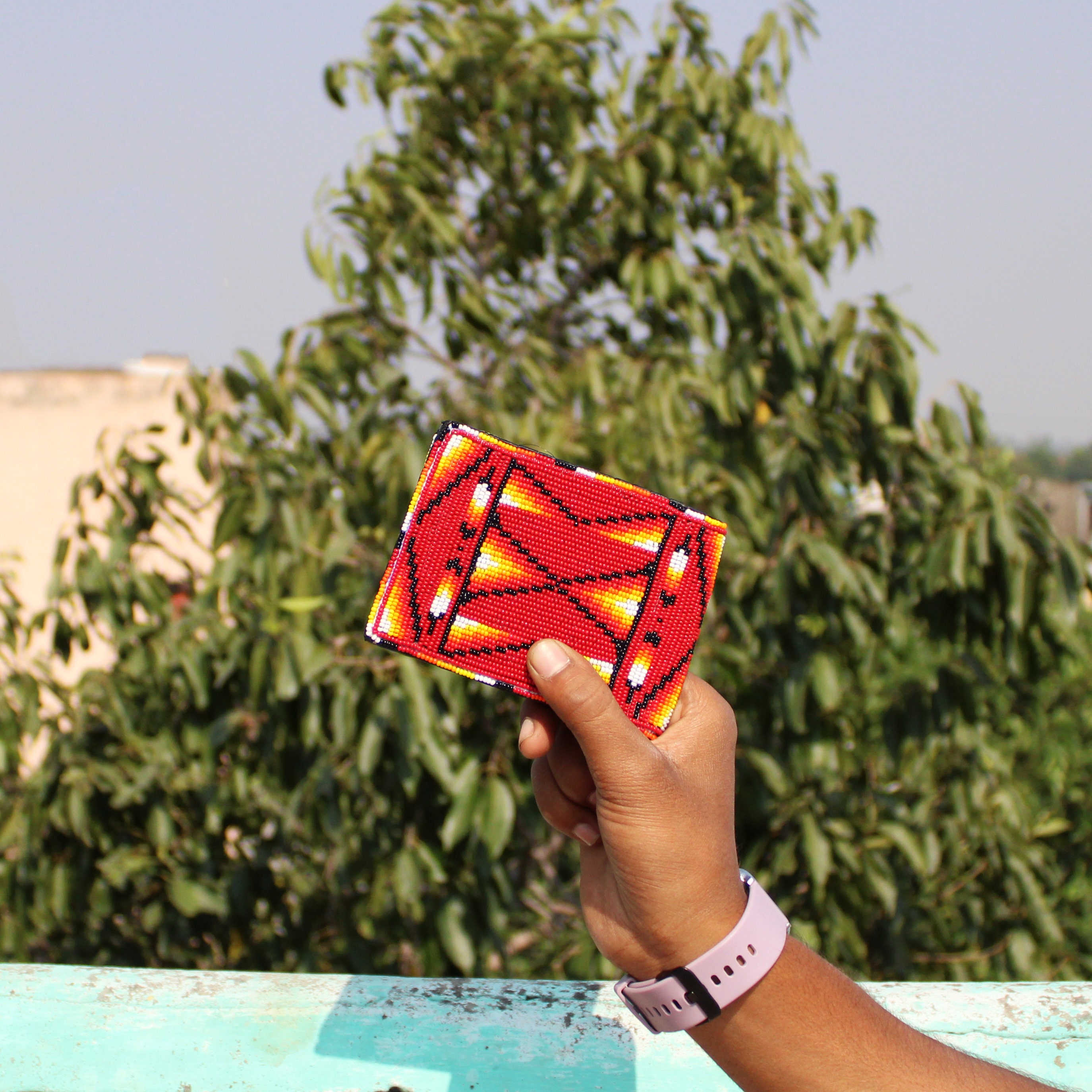 Handmade Native American Style Beaded Genuine Leather Wallet, Bifold ...