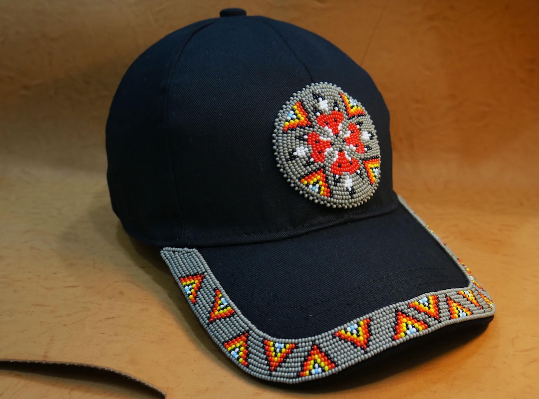 Native American Beaded Cap | Beaded Baseball Cap| Beaded Hat | Beaded ...