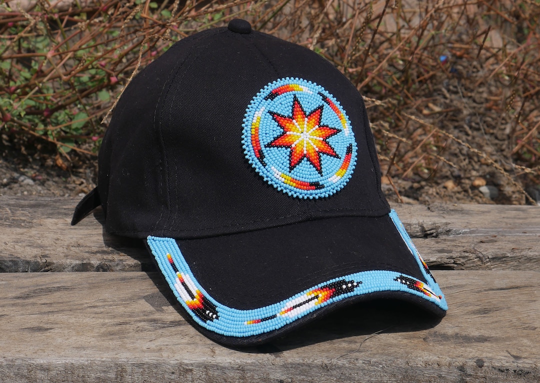 Native American Beaded Cap | Beaded Baseball Cap| Beaded Hat | Beaded ...