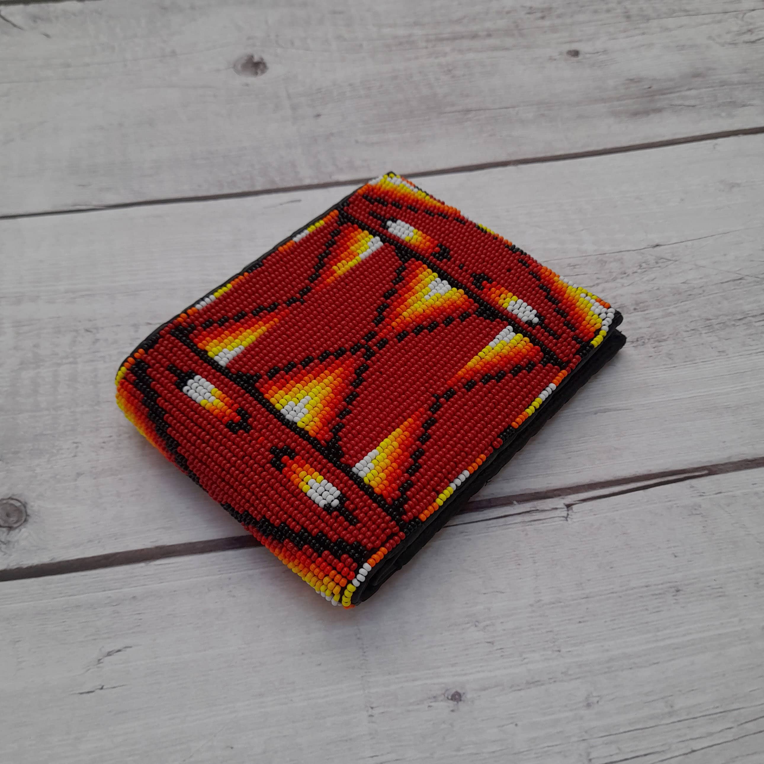 Handmade Native American Style Beaded Genuine Leather Wallet, Bifold ...