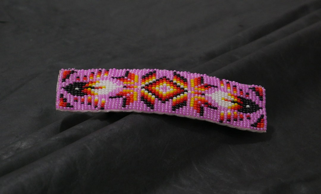 Pink Beaded Hair Clips Native American Style Jewelry, Beaded Barrette ...