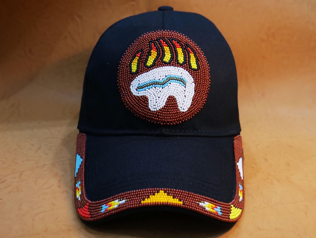 Native American Beaded Cap | Beaded Baseball Cap| Beaded Hat | Beaded ...