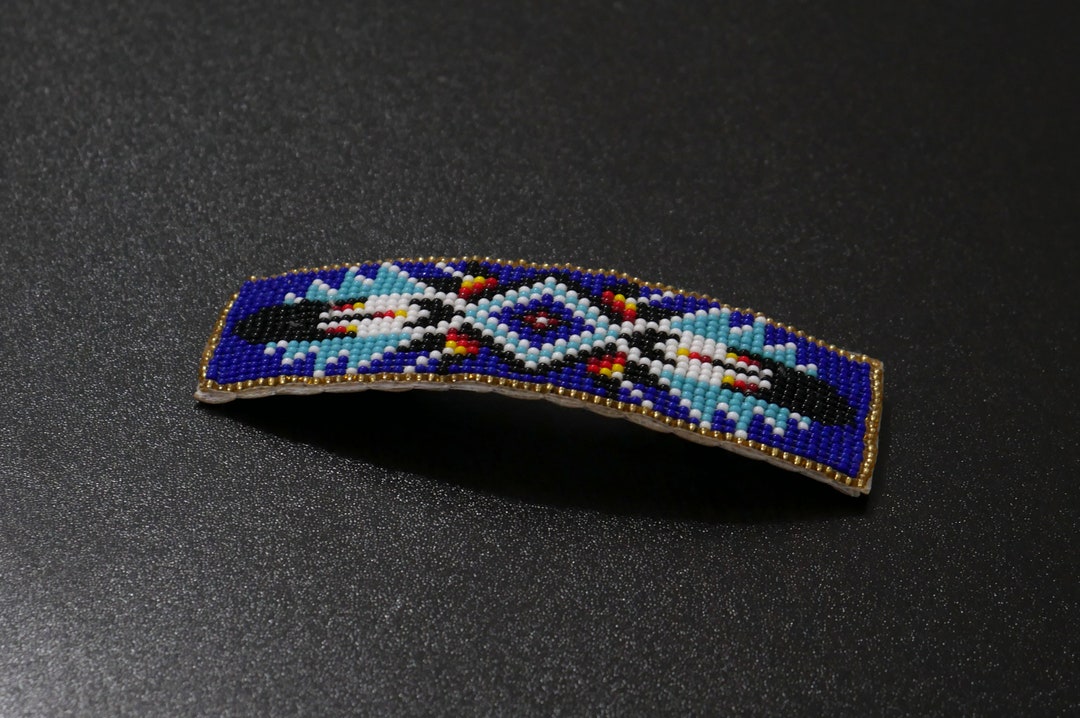 Blue Multi Beaded Hair Clips, Native American Style Jewelry, Beaded ...