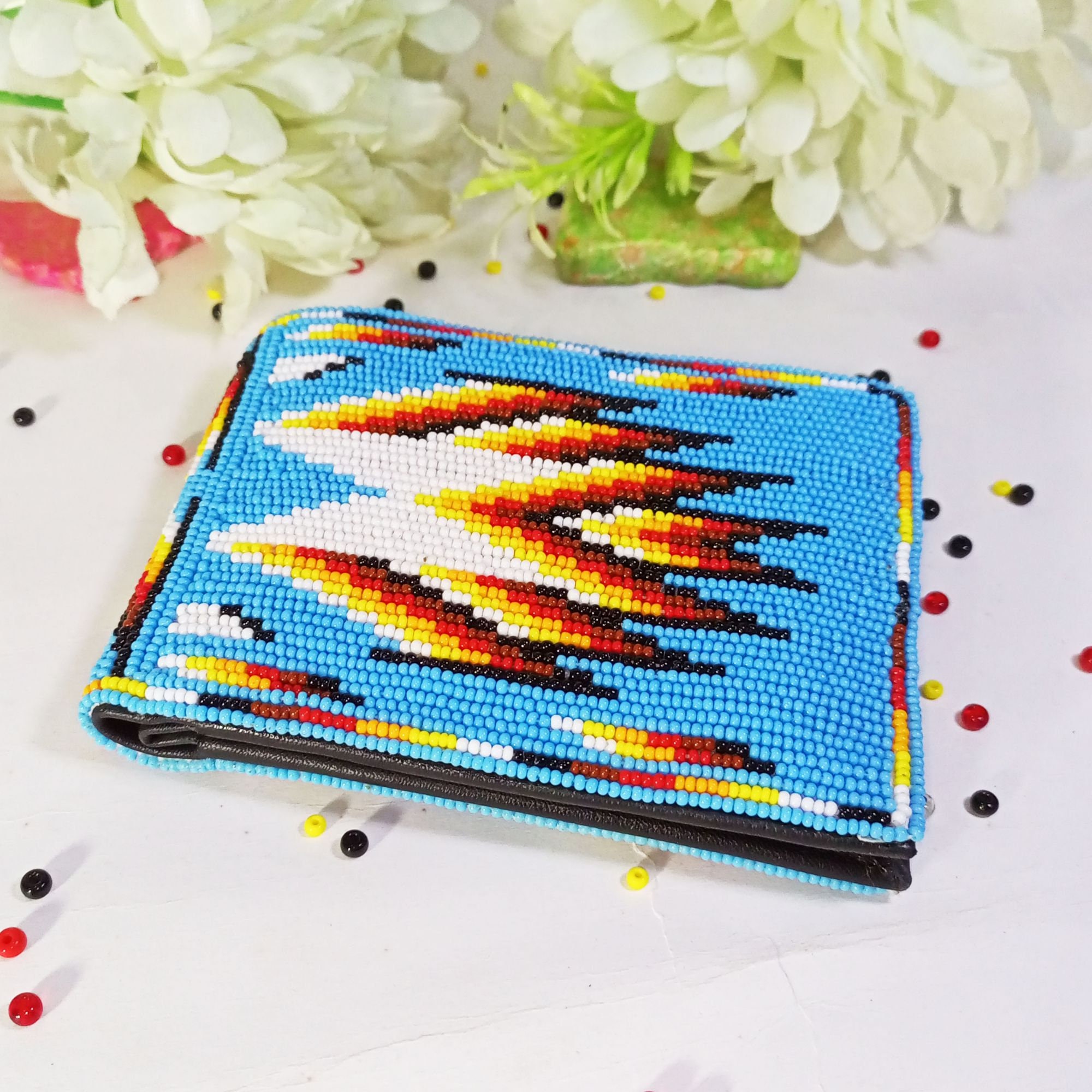 Inspired by Native American Handmade Beaded Wallet, Bifold Wallet, Mini ...