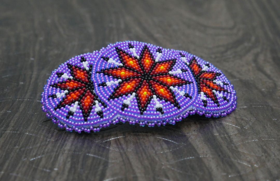Purple Beaded Hair Clips, Native American Style Jewelry, Beaded ...