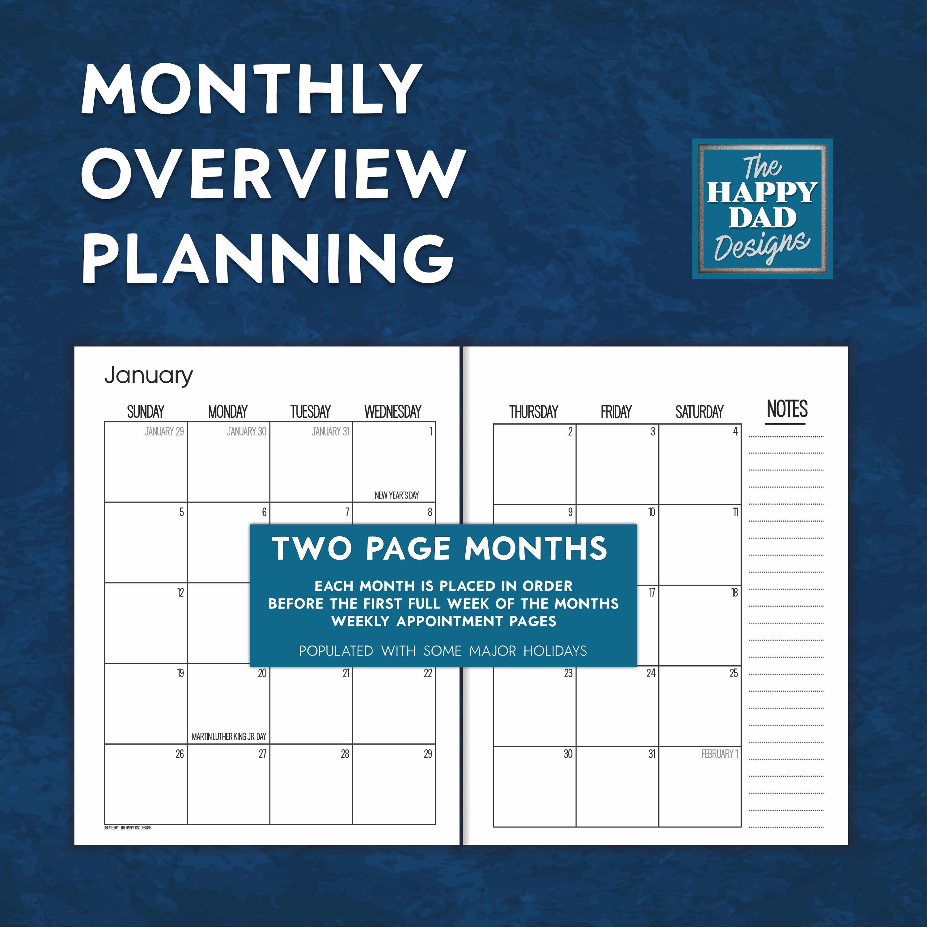 NEW 2025 Printable Planner - Weekly 15min Appointments, Monthly Spreads ...