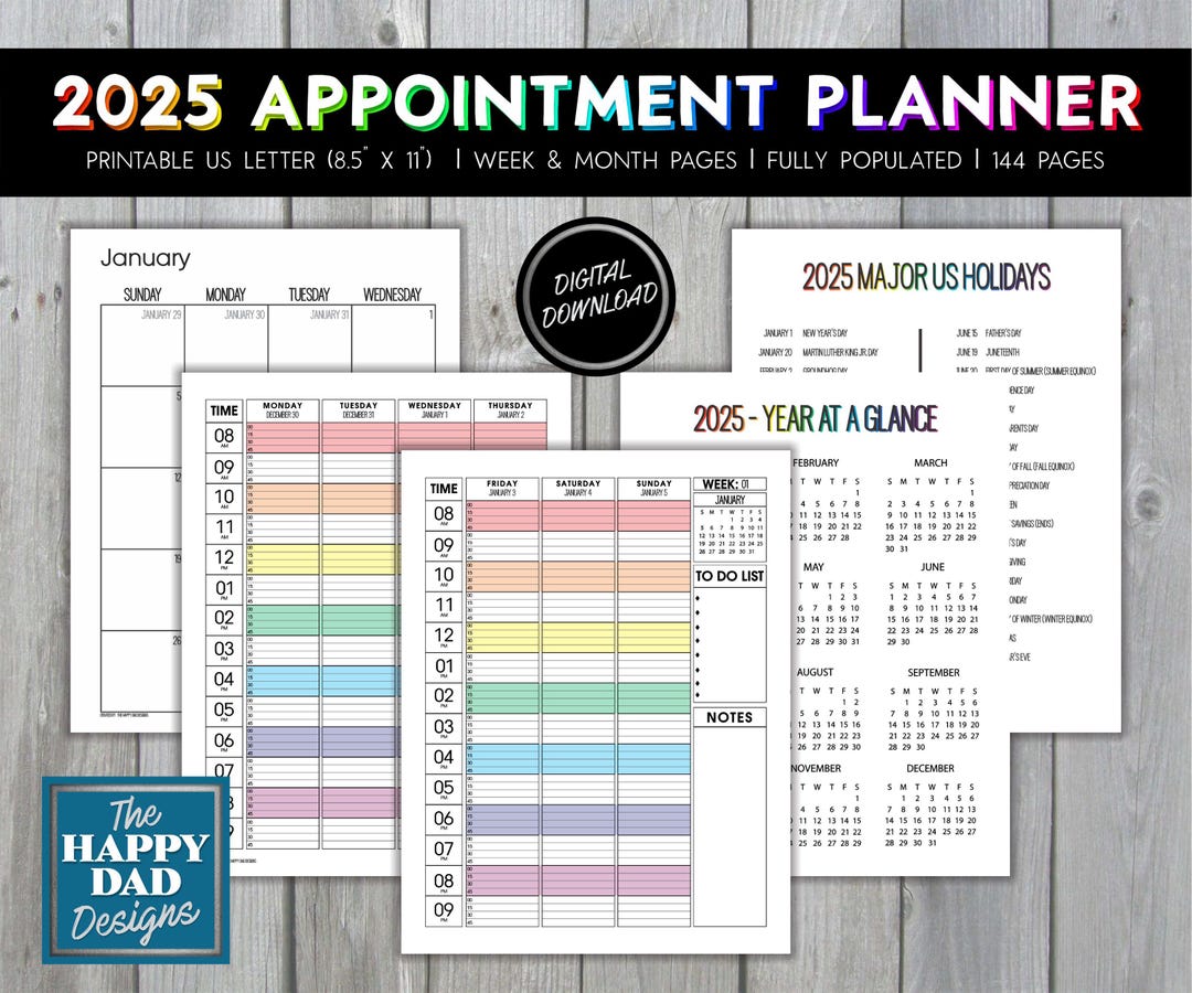 2025 NEW Colorful Rainbow Printable Planner - Digital Download, Weekly ...