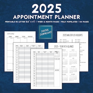 NEW 2025 Printable Planner - Weekly 15min Appointments, Monthly Spreads ...