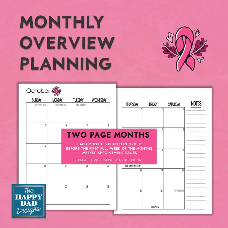 Digital Download Planner - 2025 Pink Breast Cancer Awareness - Weekly ...