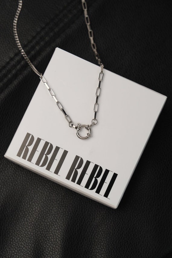 Silver Circle Necklace Spring Ring Clasp Necklace Front - Etsy