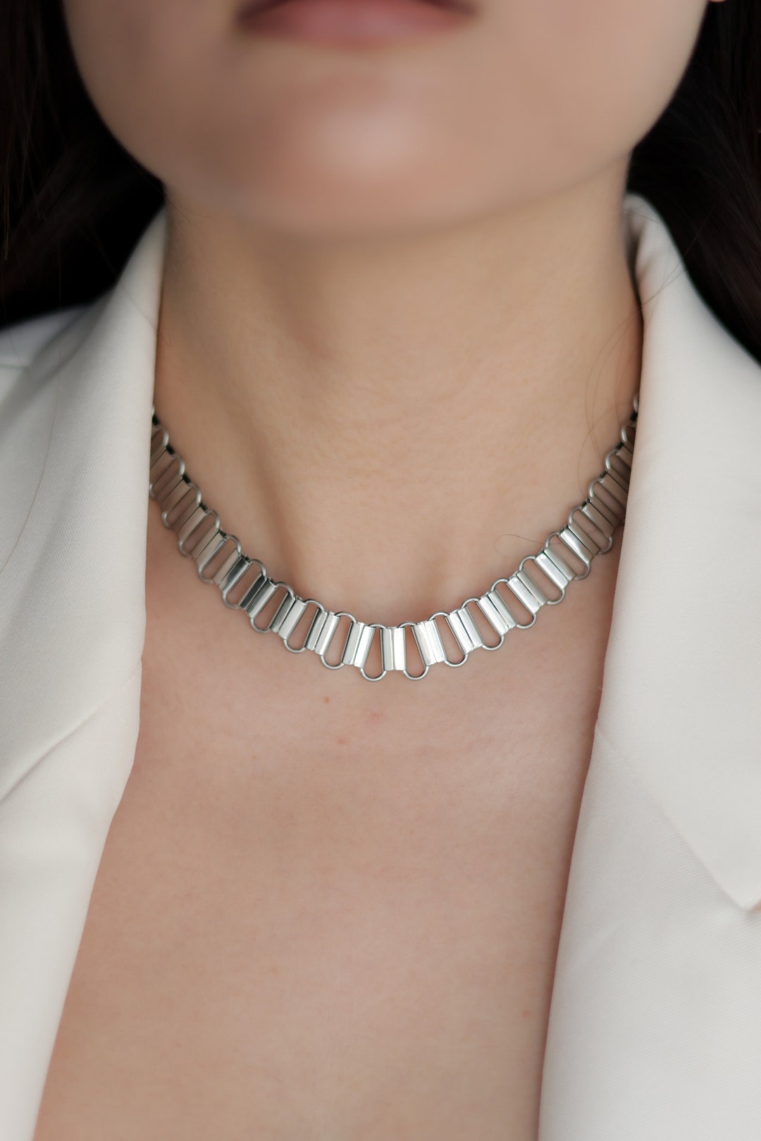 Thick Silver Necklace Chunky Silver Necklace Unique Silver Necklace ...