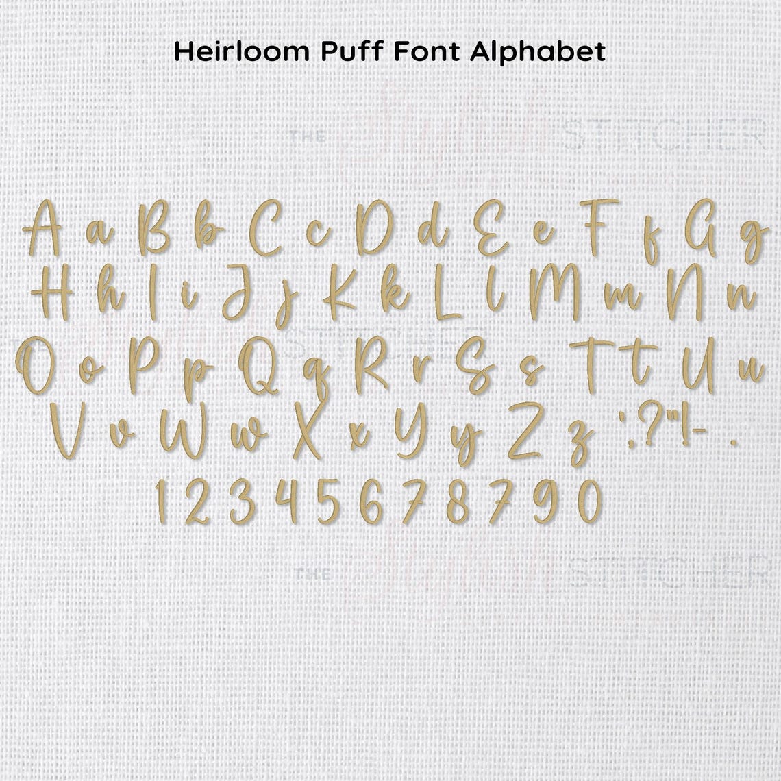 Heirloom 3D Puff Cursive Script Embroidery Font; 6 Sizes, Instant ...