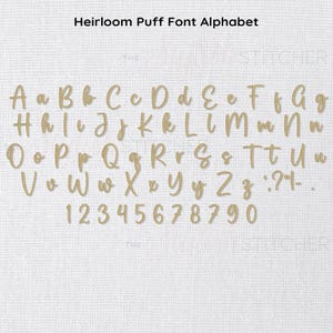 Heirloom 3D Puff Cursive Script Embroidery Font; 6 Sizes, Instant ...