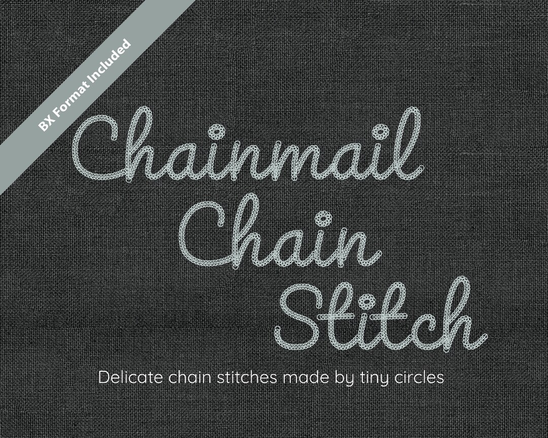 Chainmail Chain Stitch Font Cursive Embroidery Font, 6 Sizes | BX Font ...