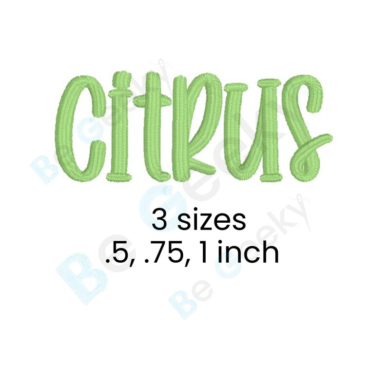 Citrus Digital Embroidery Font Alphabet 3 Sizes Instant - Etsy