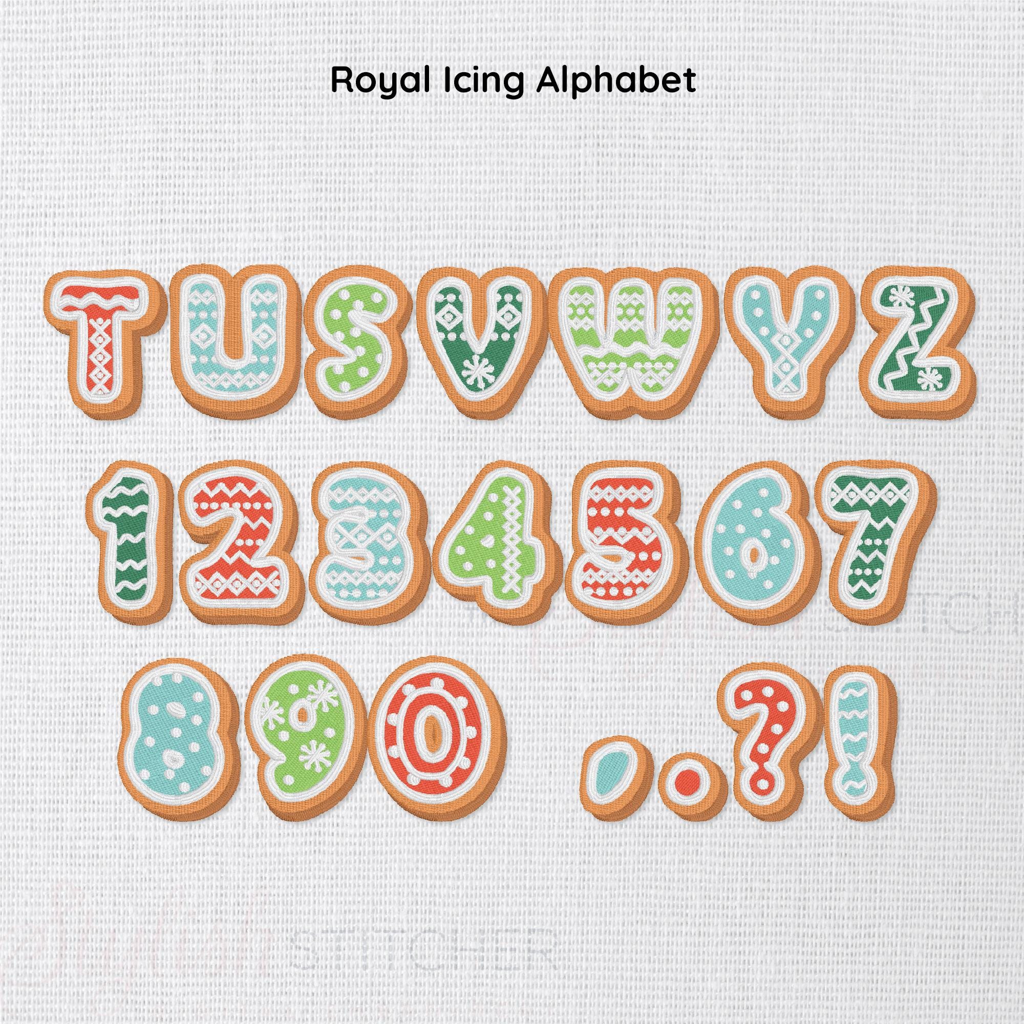 Royal Icing Digital Embroidery Font Alphabet | BX + PES + 9 Other ...