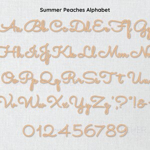 Summer Peaches Cursive Script Embroidery Font; 7 Sizes, Instant ...