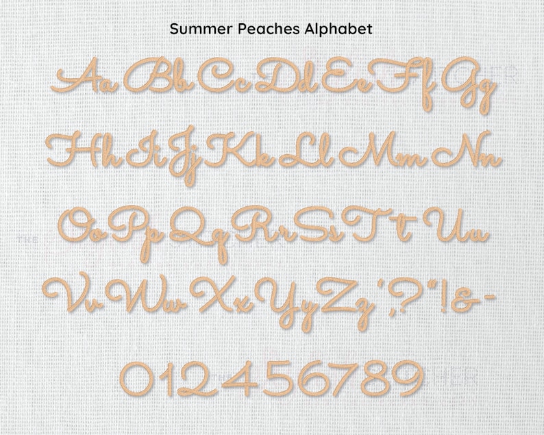Summer Peaches Cursive Script Embroidery Font; 7 Sizes, Instant ...