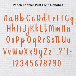 Peach Cobbler 3D Puff Cursive Script Embroidery Font; 6 Sizes, Instant ...