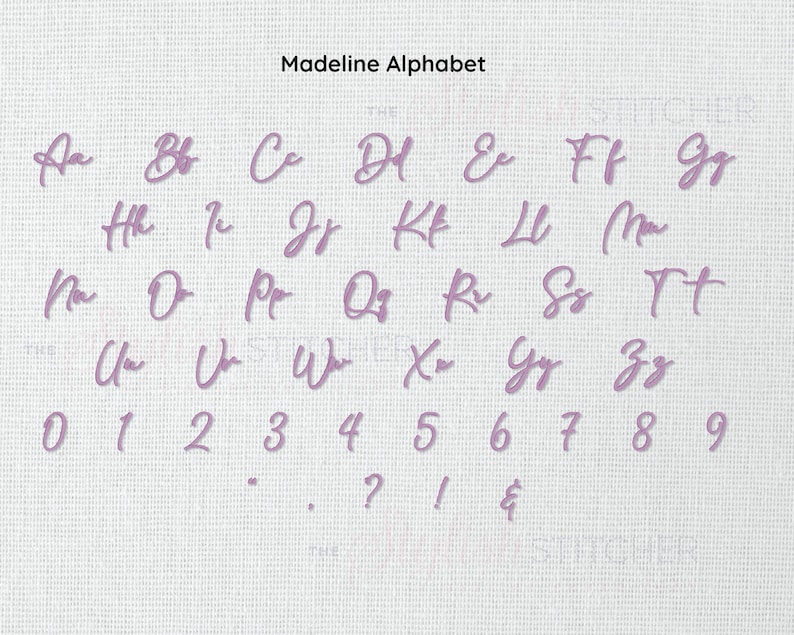 Madeline Cursive Script Embroidery Font; 5 Sizes, Instant Download BX ...