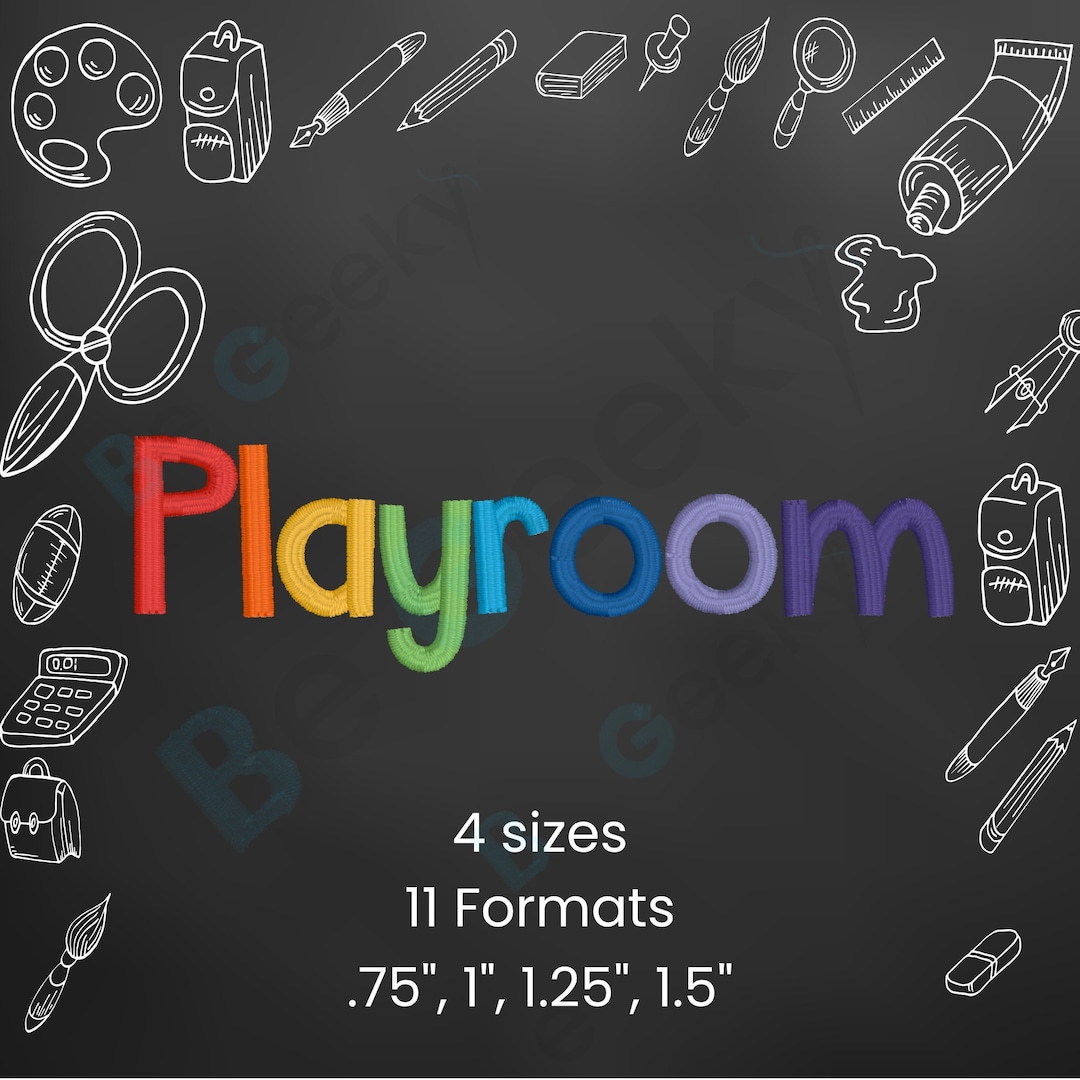BX Font 4 Sizes Playroom Digital Embroidery Font A to Z, Numbers ...