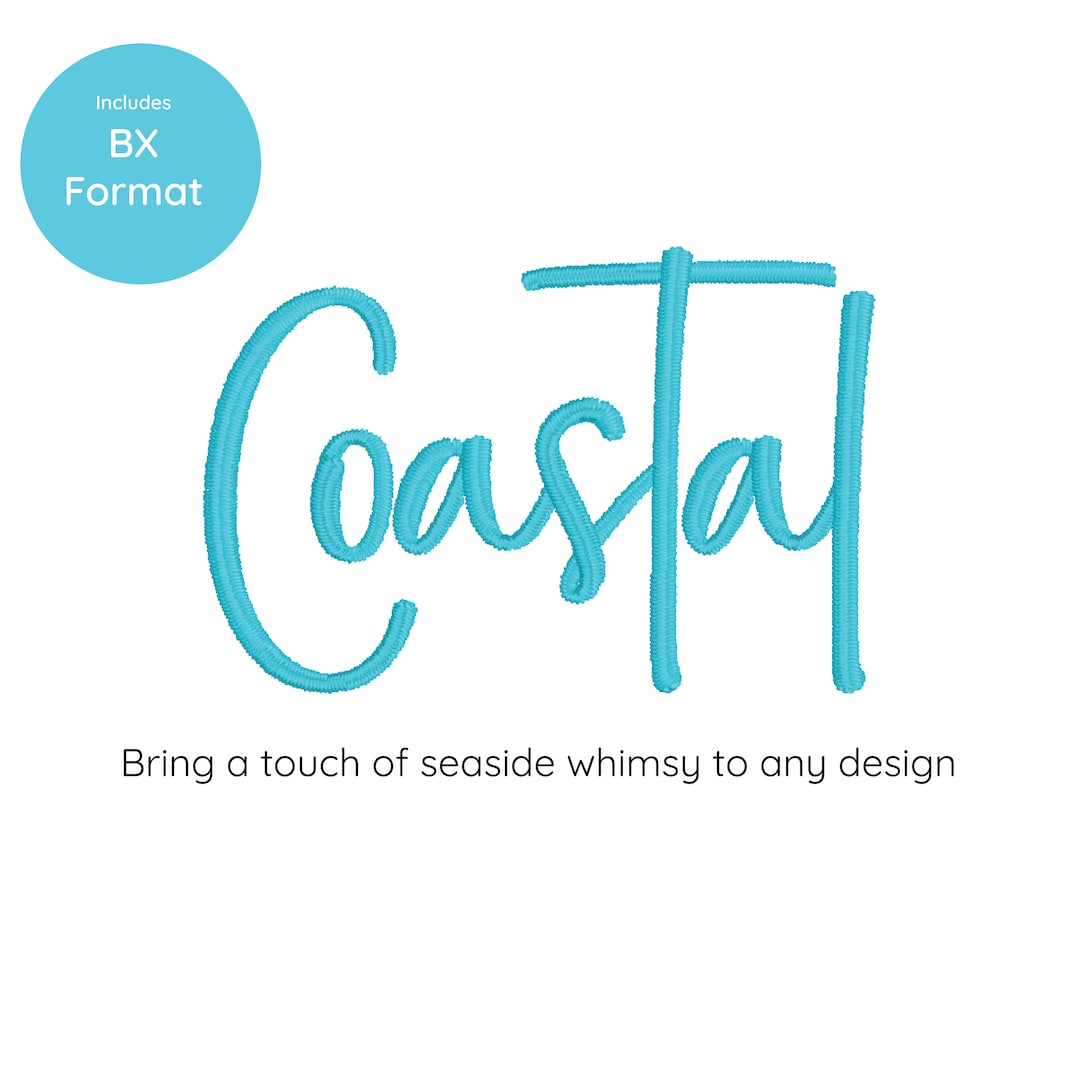 Coastal Digital Embroidery Font Alphabet; 6 Sizes, Instant Download BX ...