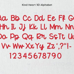 Kind Heart 3D Puff Cursive Script Embroidery Font; 6 Sizes, Instant ...