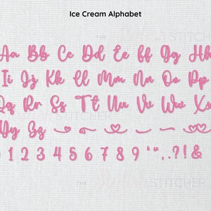 Ice Cream 3D Puff Cursive Script Embroidery Font; 6 Sizes, Instant ...