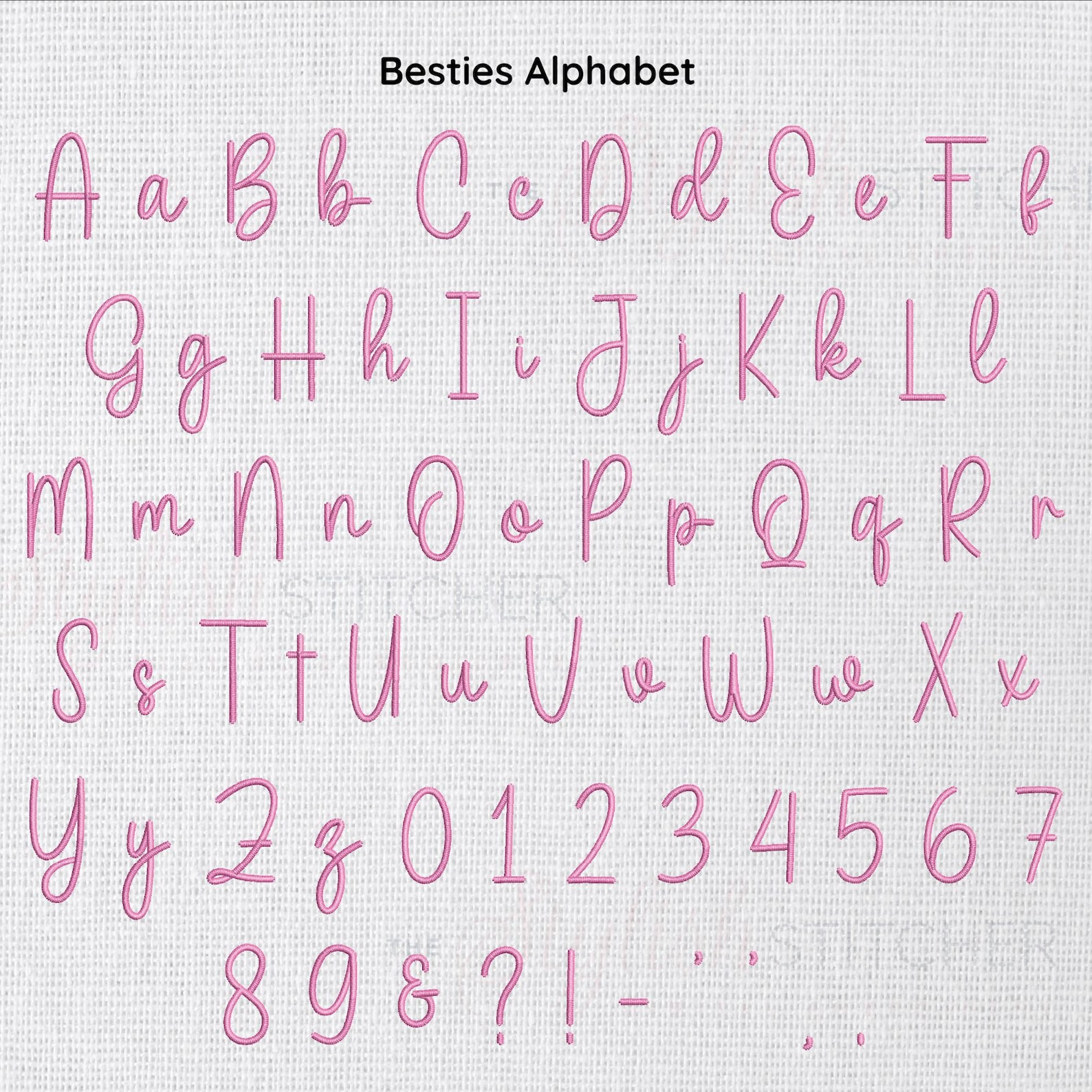 Besties Cursive Script Embroidery Font; 8 Sizes, Instant Download BX ...