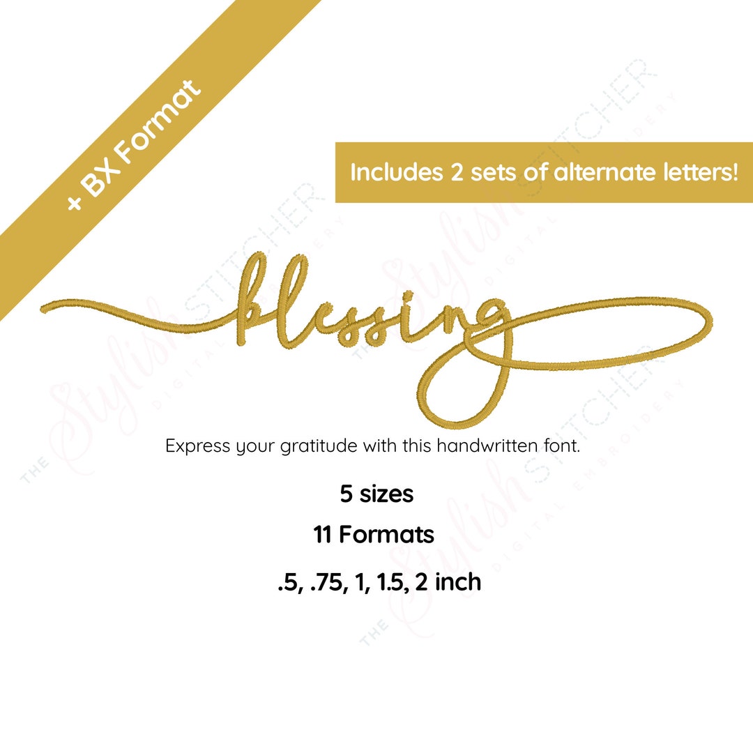 Blessing Digital Embroidery Font Alphabet Script 2 Sets Of Lower Case