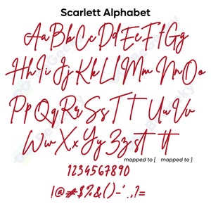 Scarlett Cursive Embroidery Font, 4 Sizes Instant Download | BX Font ...
