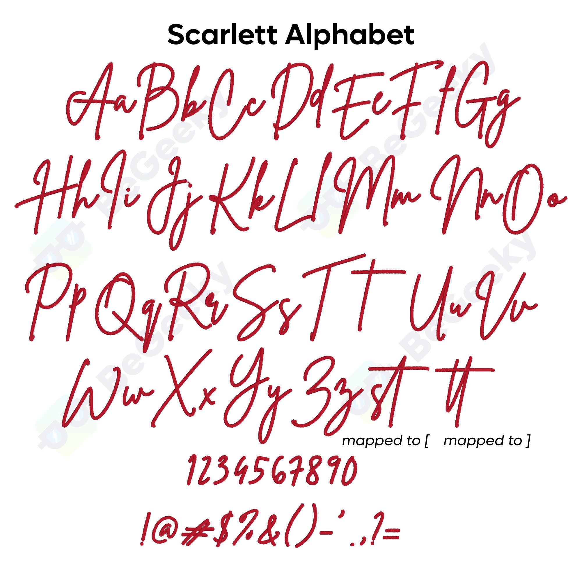 Scarlett Cursive Embroidery Font 4 Sizes Instant Download - Etsy Australia