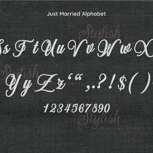 Just Married Cursive Embroidery Font; 6 Sizes, Instant Download BX Font ...
