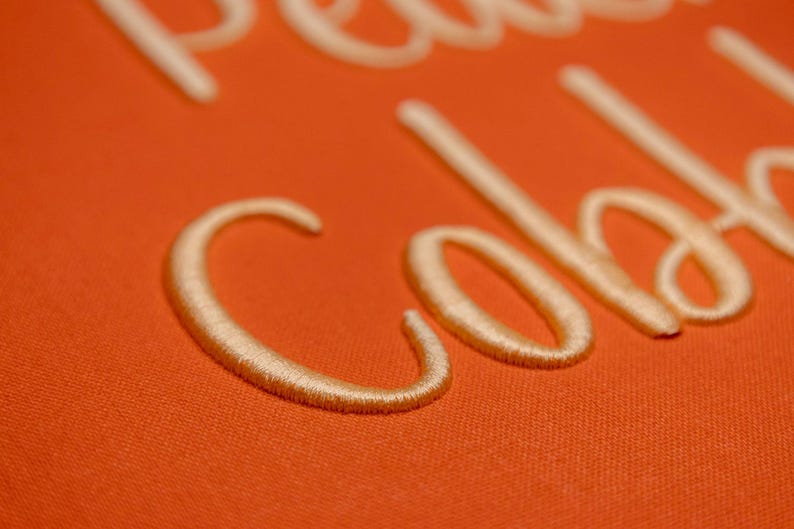 Peach Cobbler 3D Puff Cursive Script Embroidery Font; 6 Sizes, Instant ...