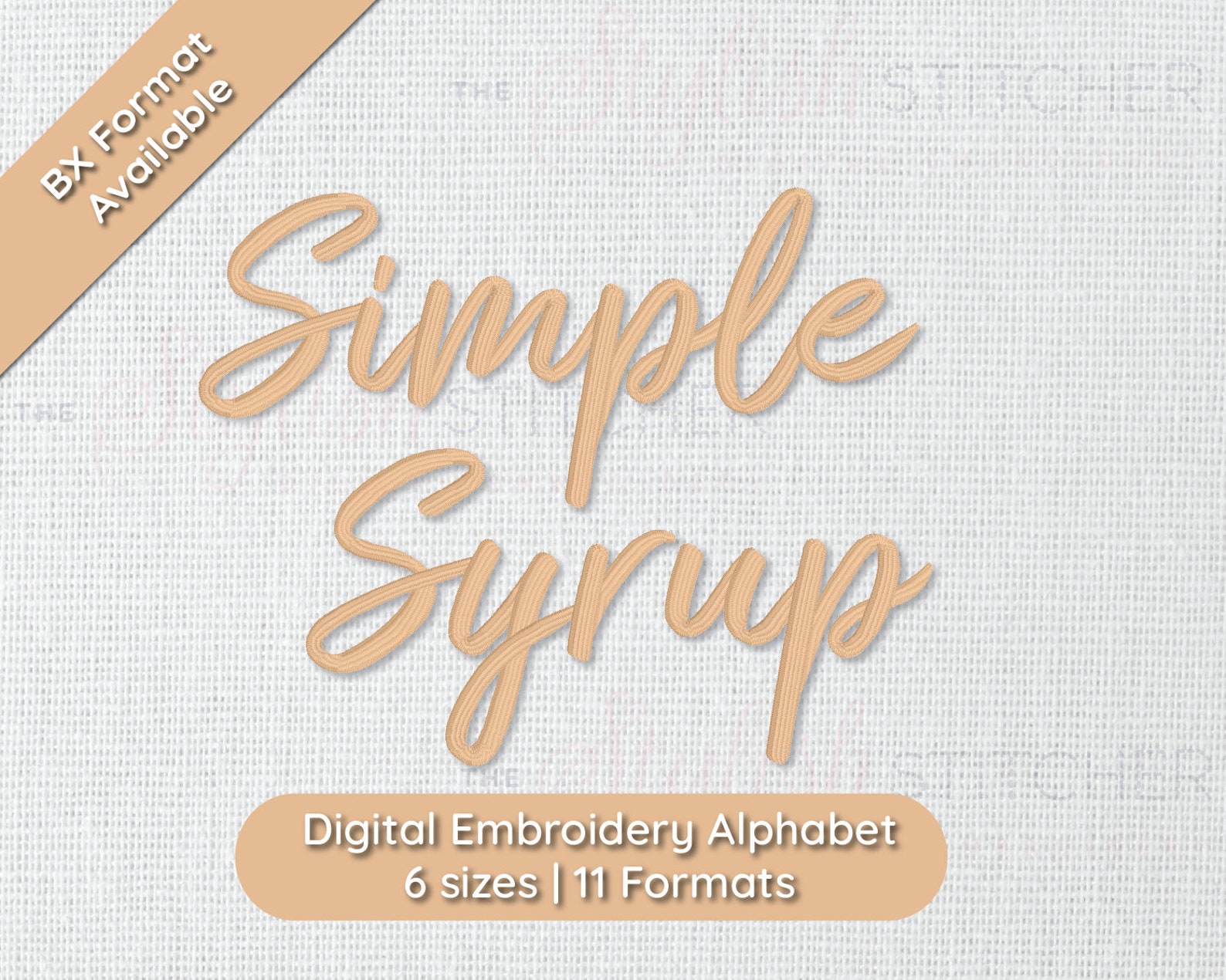 Simple Syrup Cursive Script Embroidery Font; 6 Sizes, Instant Download ...