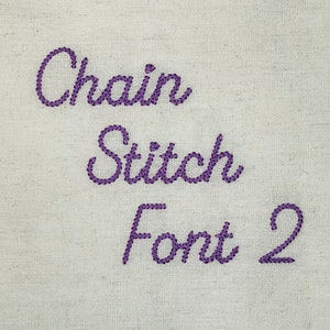 Chain Stitch Font Set 2 Cursive Embroidery Font, 7 Sizes Instant ...
