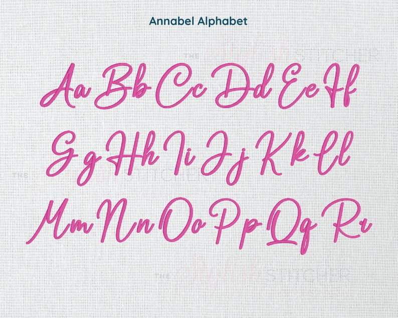 Annabel Cursive Embroidery Font; 5 Sizes, Instant Download BX Font ...
