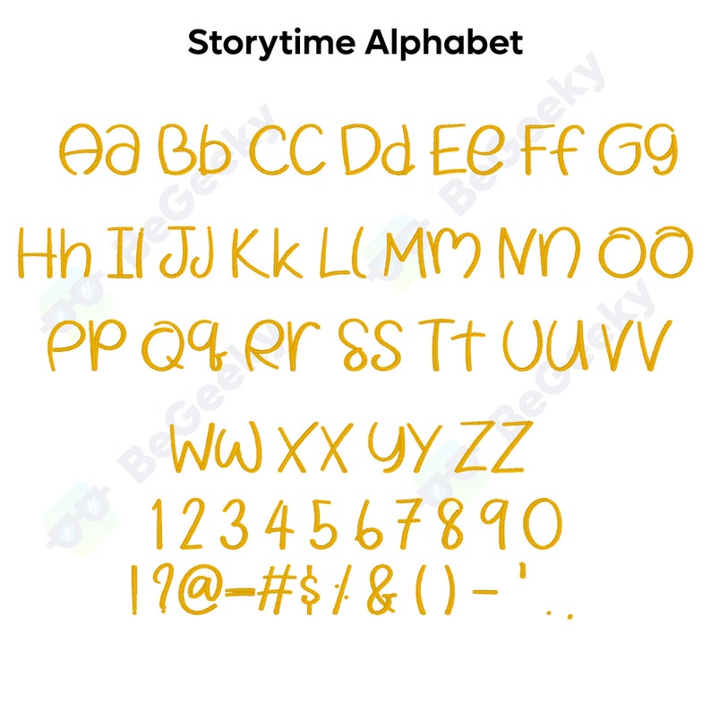 Storytime Digital Embroidery Font Alphabet 5 Sizes Instant - Etsy