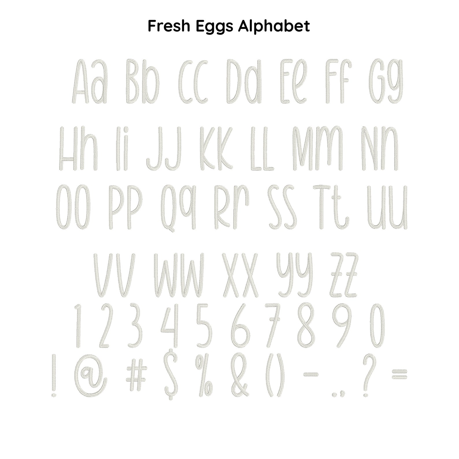Fresh Eggs Digital Embroidery Font Alphabet 5 Sizes Instant Download BX ...