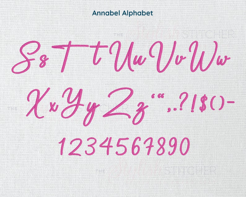 Annabel Cursive Embroidery Font; 5 Sizes, Instant Download BX Font ...