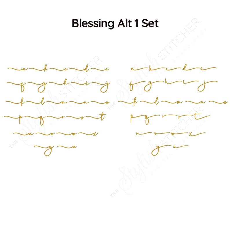 Blessing Digital Embroidery Font Alphabet Script 2 Sets of - Etsy